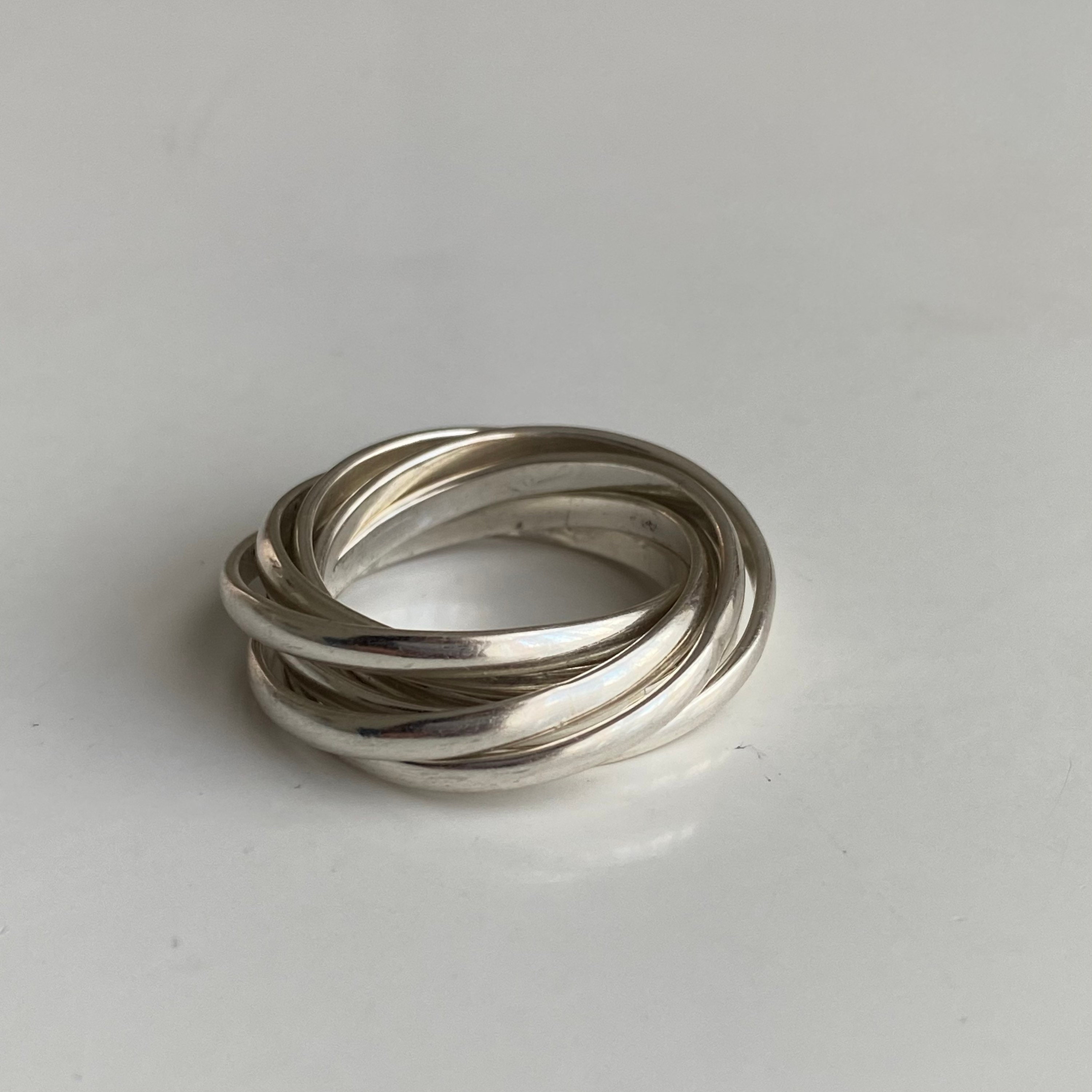 Intertwined Silver Ring Rolling Rings With 7 Bands Russian | Etsy UK