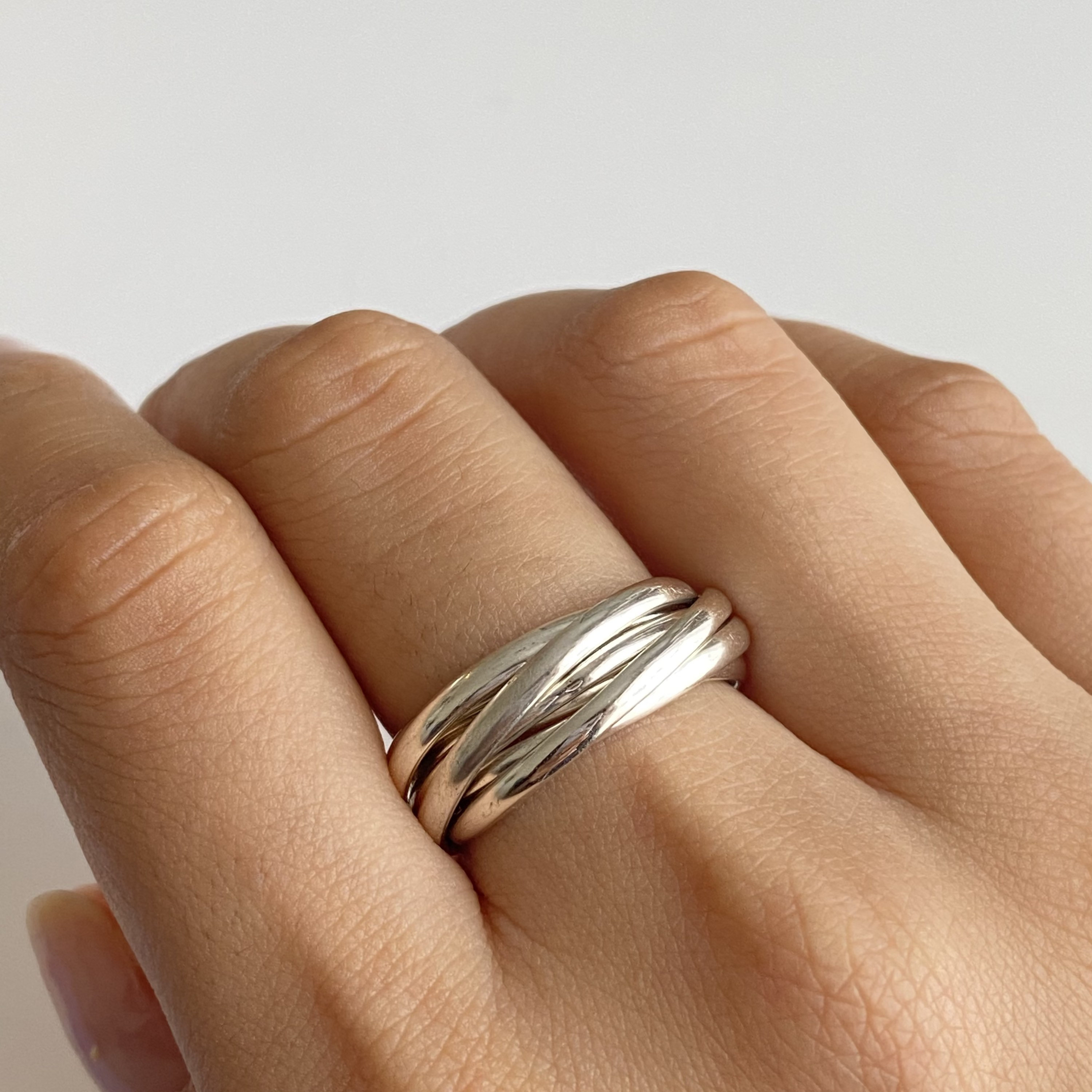 Intertwined Silver Ring Rolling Rings With 7 Bands Russian | Etsy UK