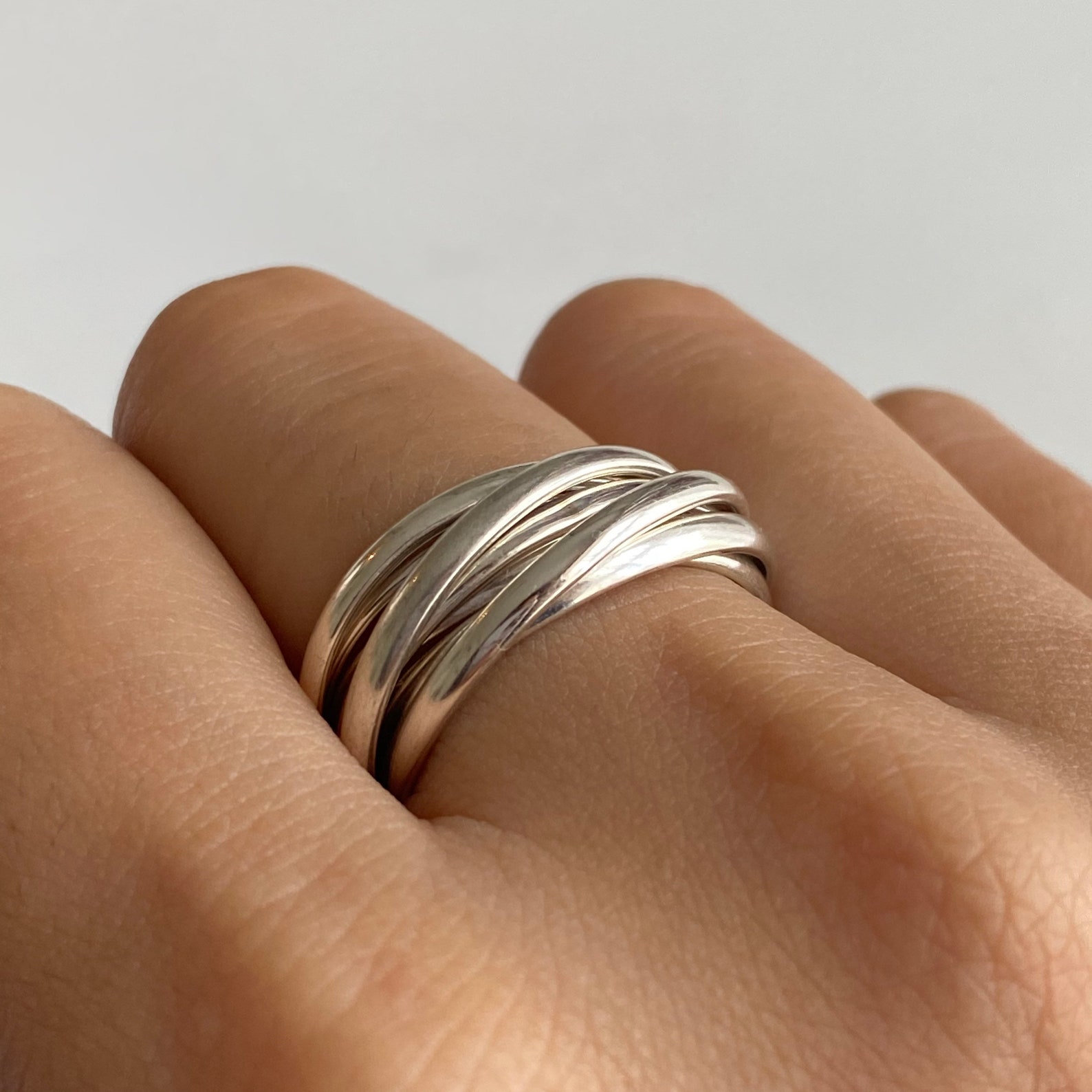 Intertwined Silver Ring Rolling Rings With 7 Bands Russian - Etsy UK