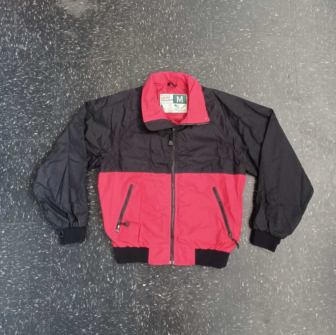 Vintage Red and Black Zip up Windbreaker Ski Jacket Nylon Liner Jacket ...