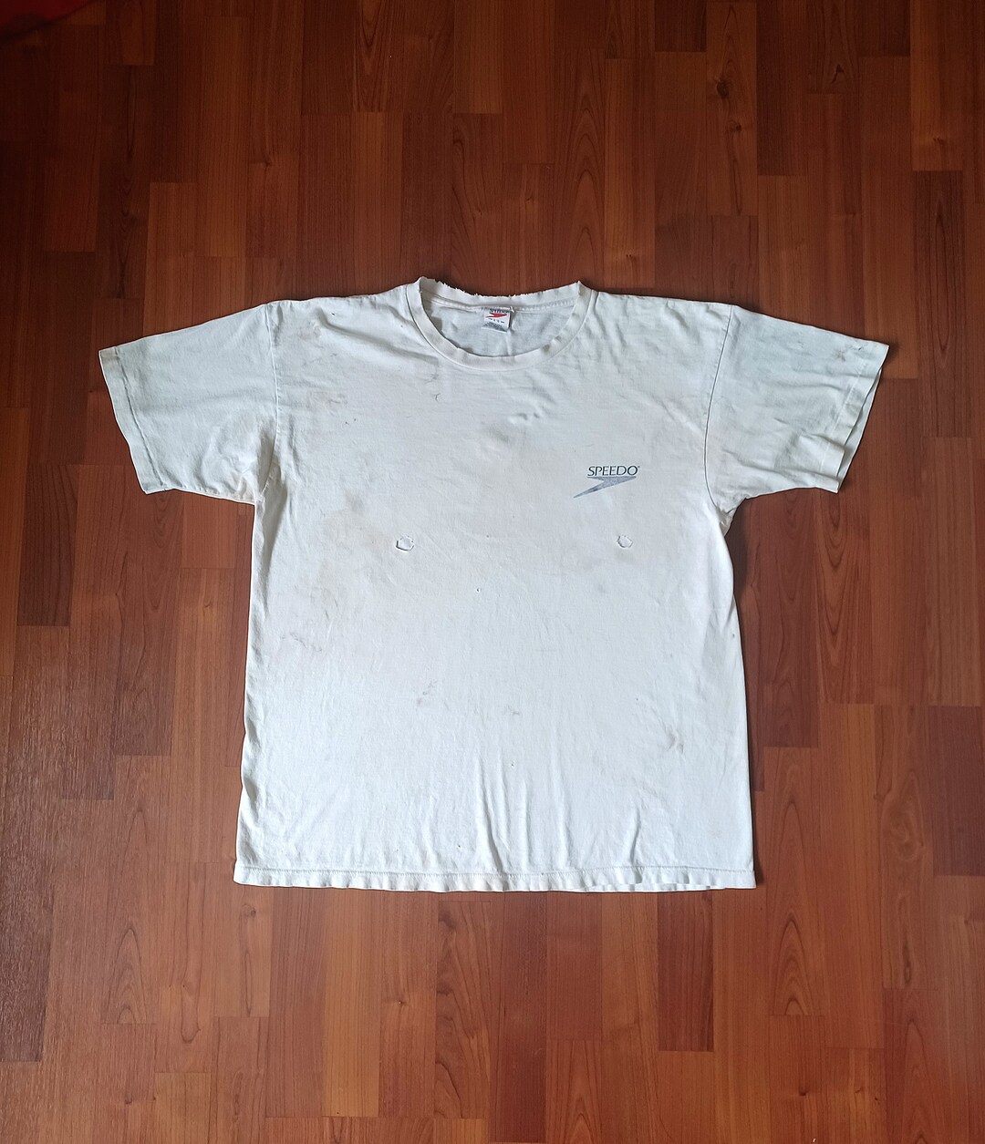 Vintage Thrashed White 1997 Single Stitched Speedo Tee Shirt With Back ...