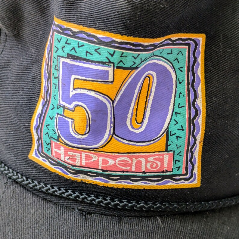 Vintahe Black Mahr's 50 Happens 50th Birthday Snap Back Cap Gag Gift ...