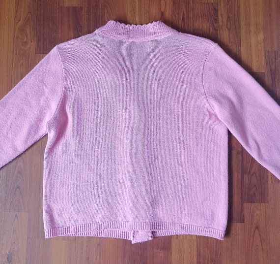 Vintage pastel pink knit button down cardigan with sc… - Gem