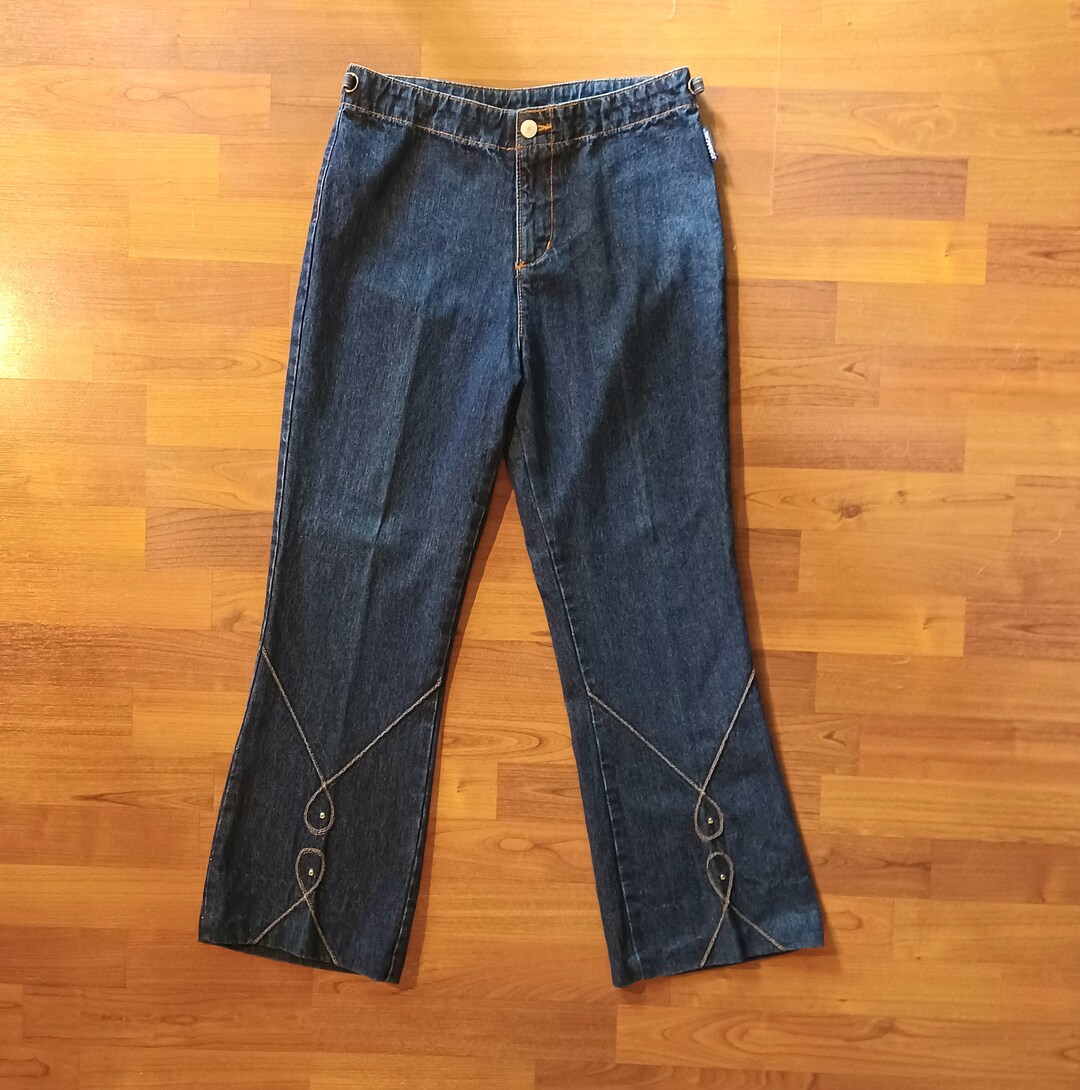 Vintage Darkwash High Rise Flare Leg Bell-bottoms Style Pocketless ...