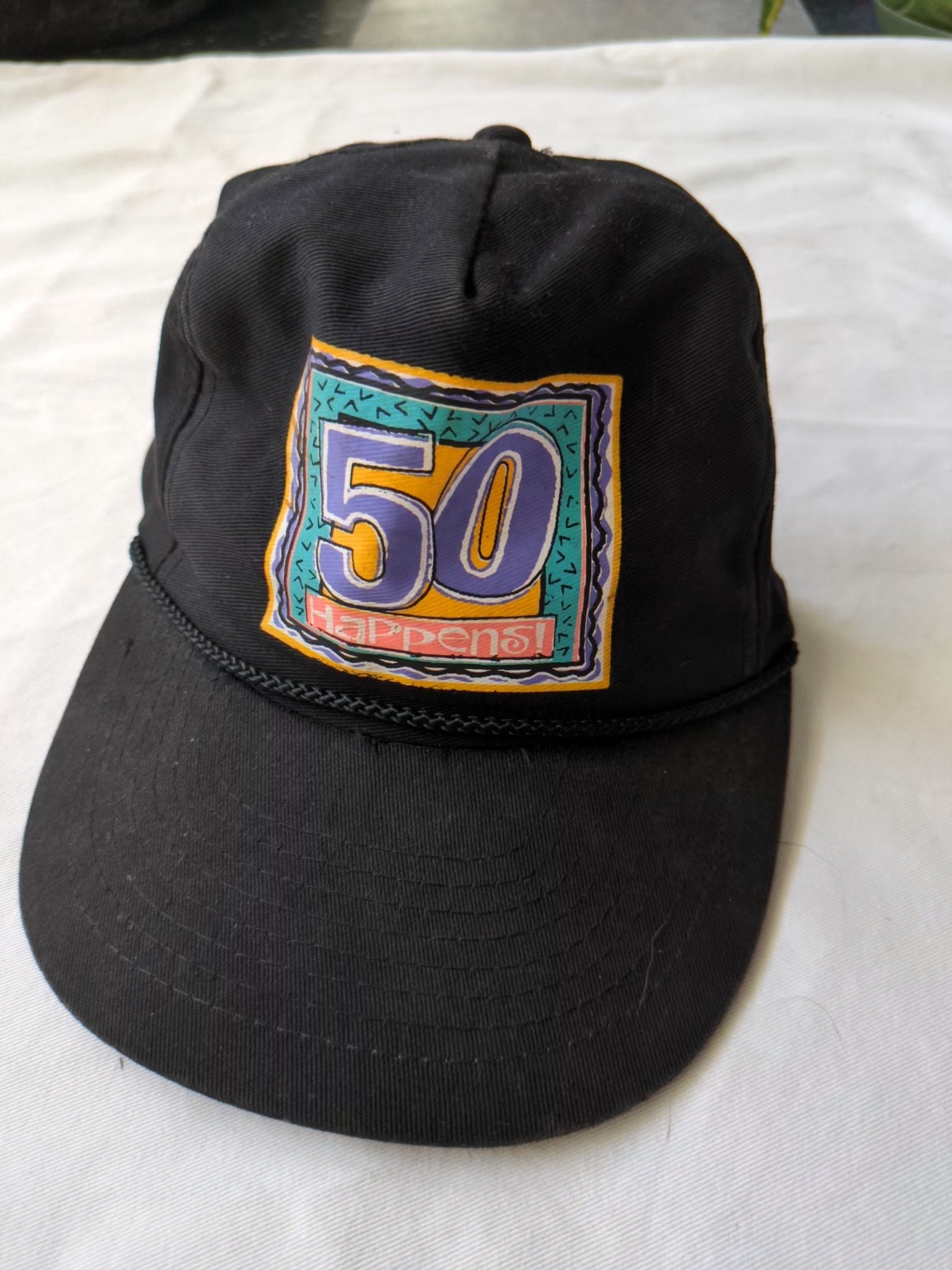 Vintahe Black Mahr's 50 Happens 50th Birthday Snap Back Cap Gag Gift ...