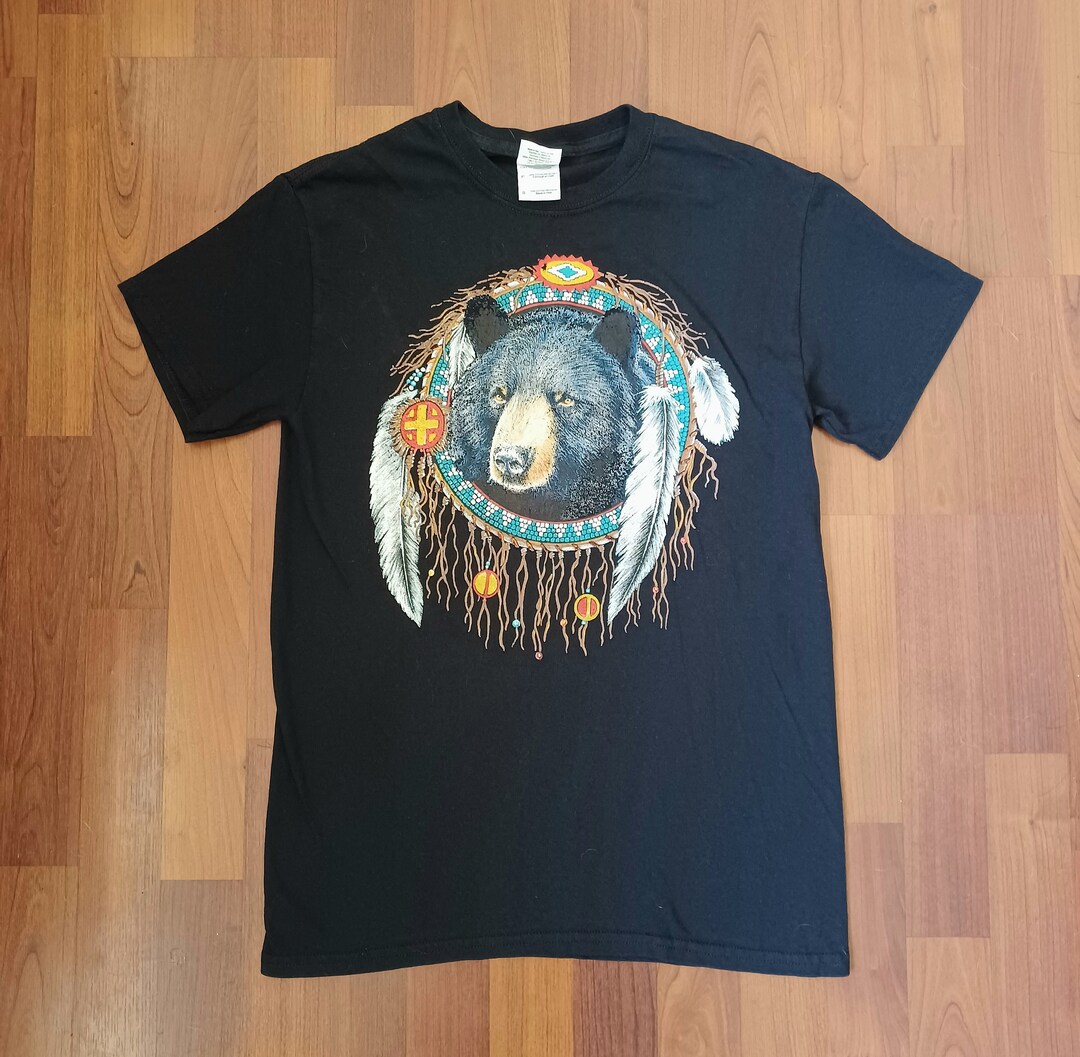 Vintage Black Native American Style Bear With Feathers Dreamcatcher ...