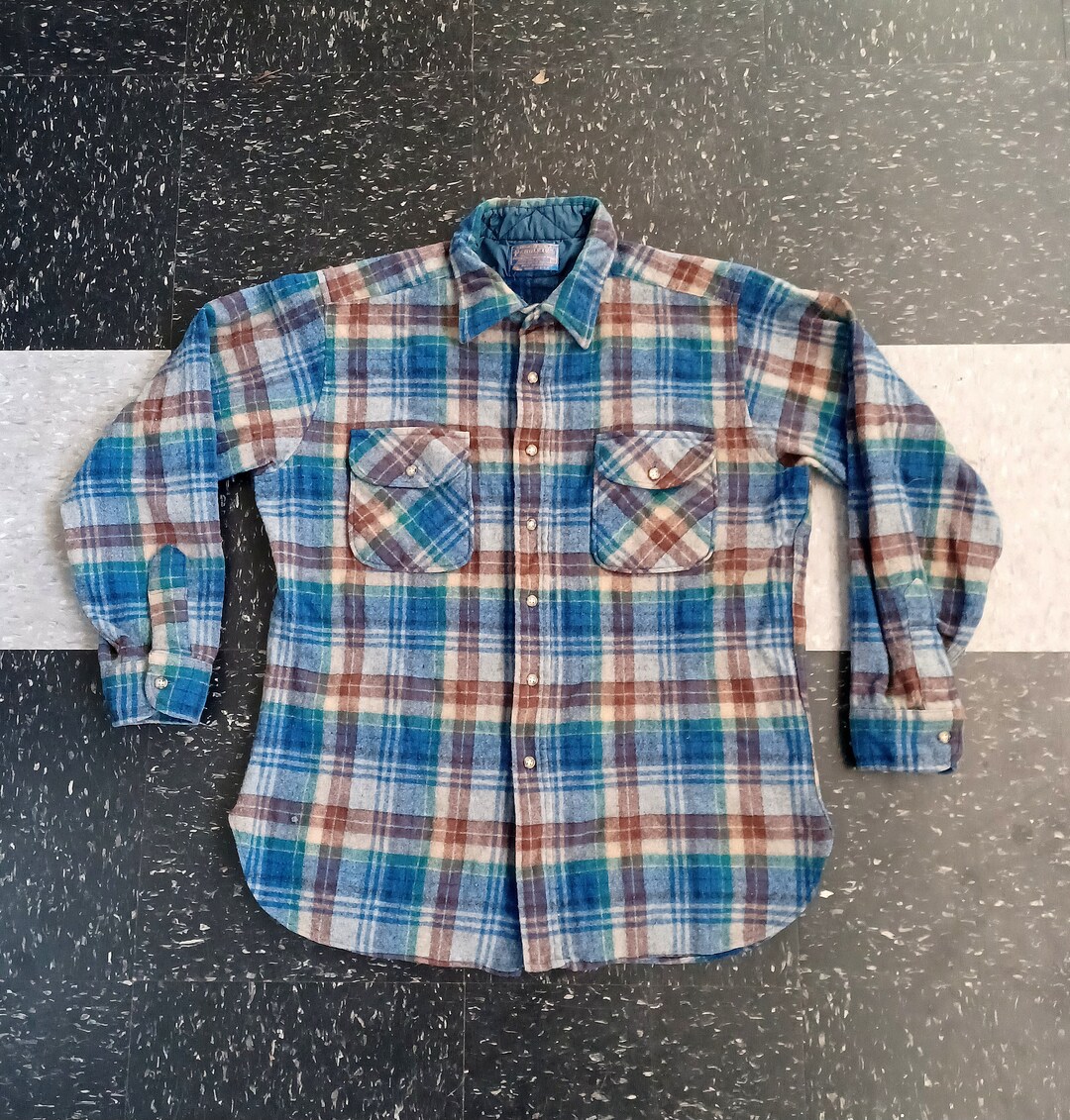 Vintage Blue and Brown Plaid Tartan Lined 100% Pure Virgin Wool Coat by ...