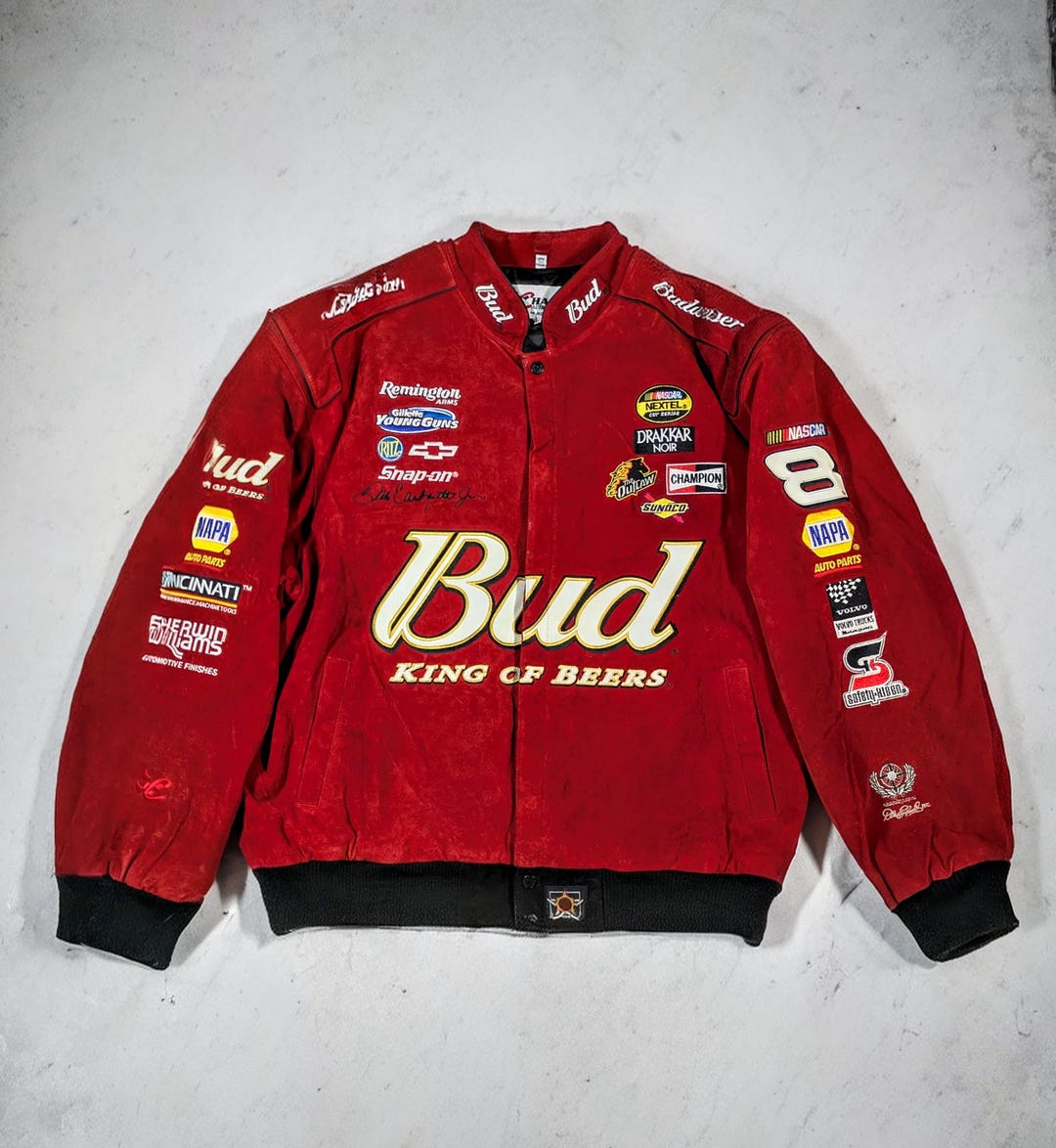 Vintage Red Suede Leather Snap Closure NASCAR Pit Crew Dale Earnhardt ...