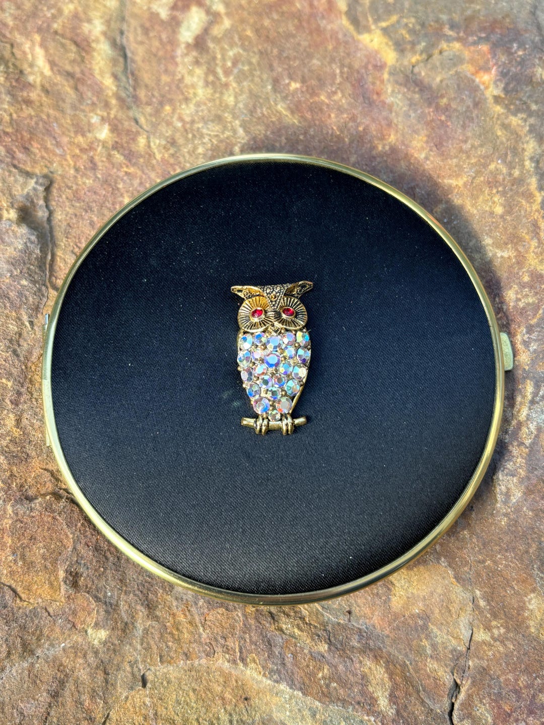 1960s Irice Irving Rice Black Satin Import Dual Mirror Compact ...