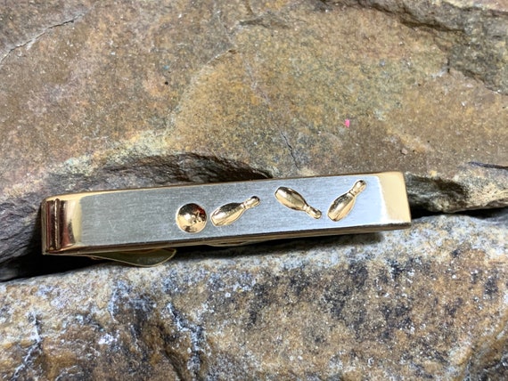 1940s Swank 50/FO Bowling Nickle Plate & Brass Tie Cl… - Gem