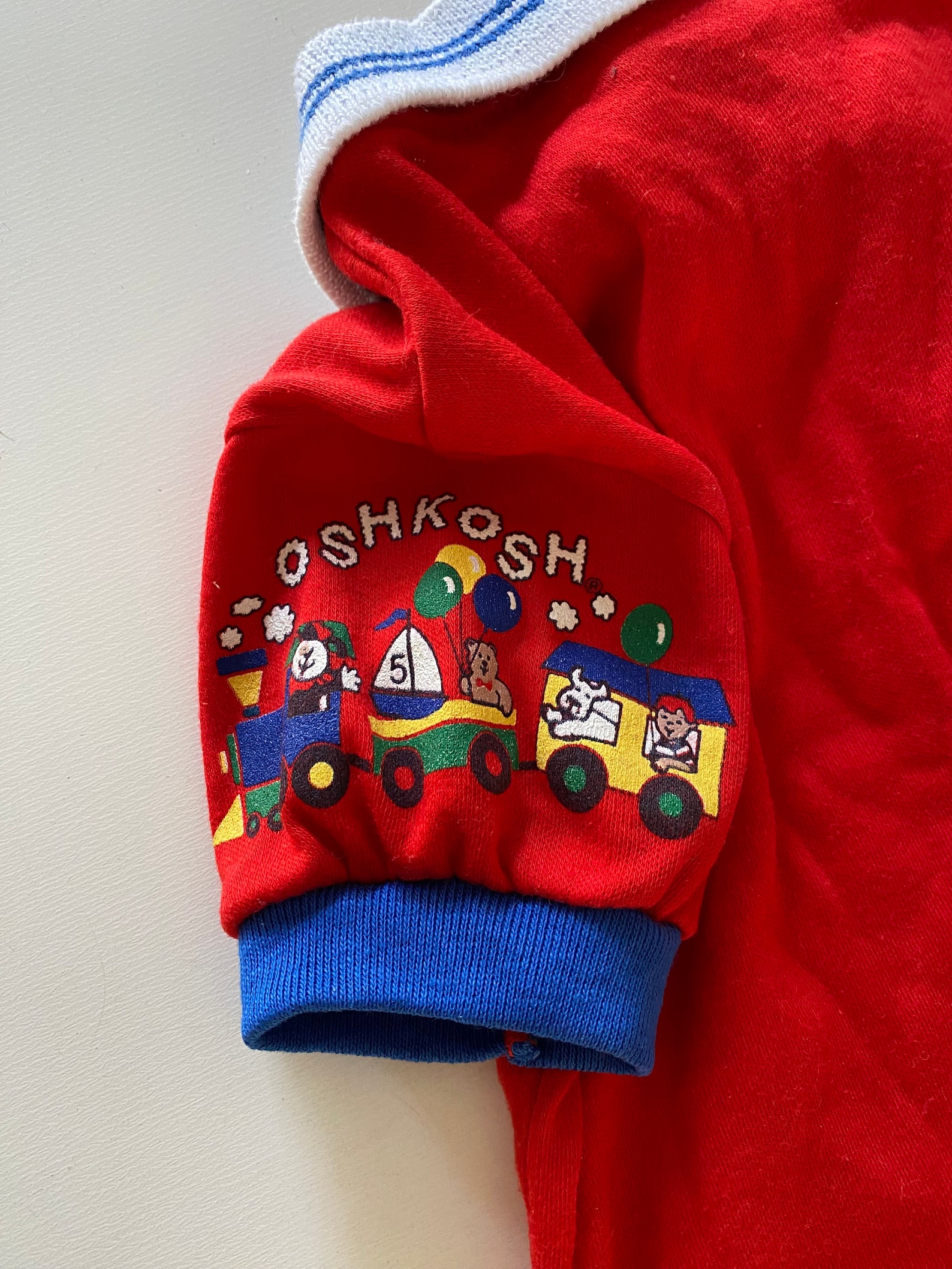 Vintage 80s 90s Baby Osh Kosh Top Red "train" Print Polo Shirt Ringer ...