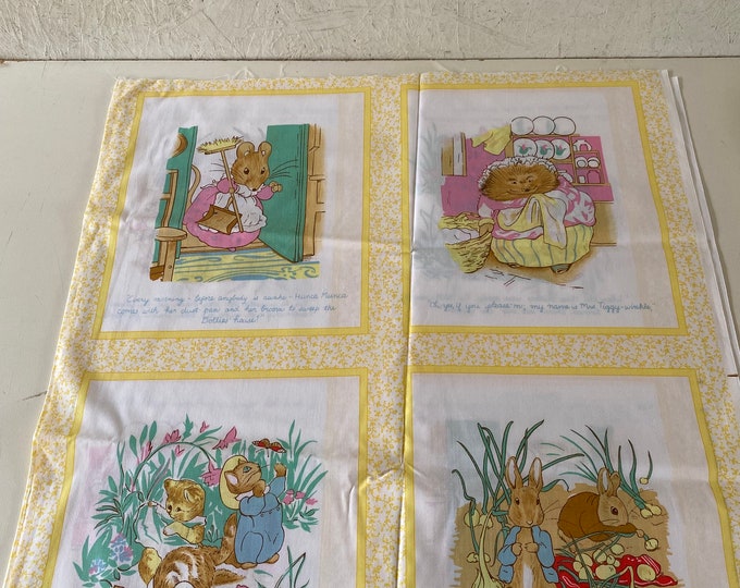 Vintage 80s Beatrix Potter Peter Rabbit Fabric Panels Easter Material ...