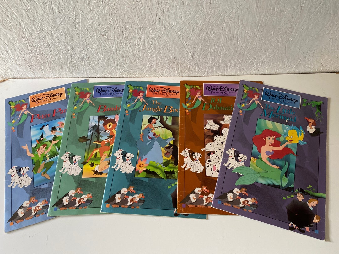 Vintage Disney Books Set of 5 Little Mermaid 101 Dalmatians Jungle Book ...