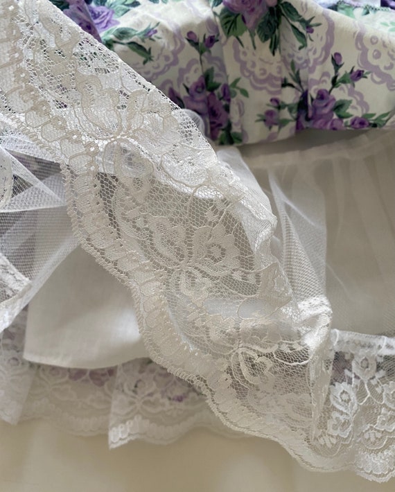 80s 90s Kids Purple Floral Lace Crinoline Dress // Hi… - Gem