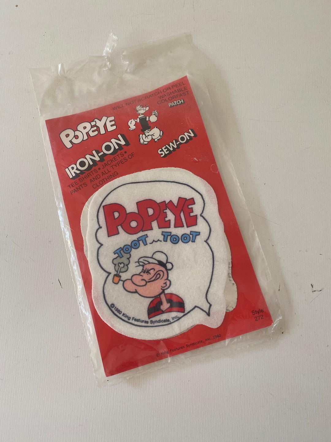 Vintage Popeye Toot Toot Iron-on Patch NIP 1980popeye the Sailor Man ...