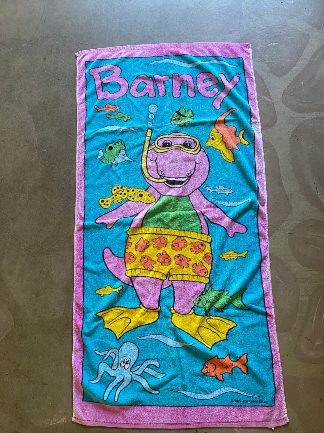 Vintage 90s Barney Beach Towel Cotton Snorkeling Fish Print - Etsy