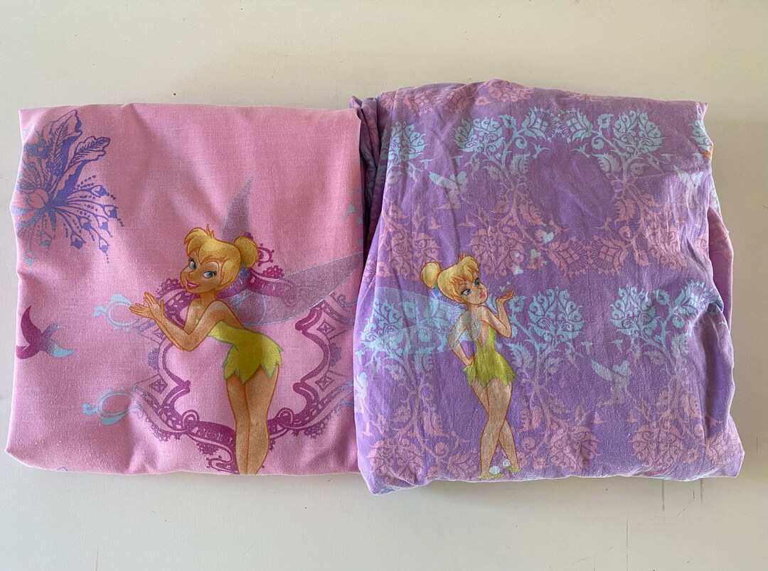 Vintage Tinker Bell Twin Sheet Set Pink Purple Disney Tinkerbell Flat ...