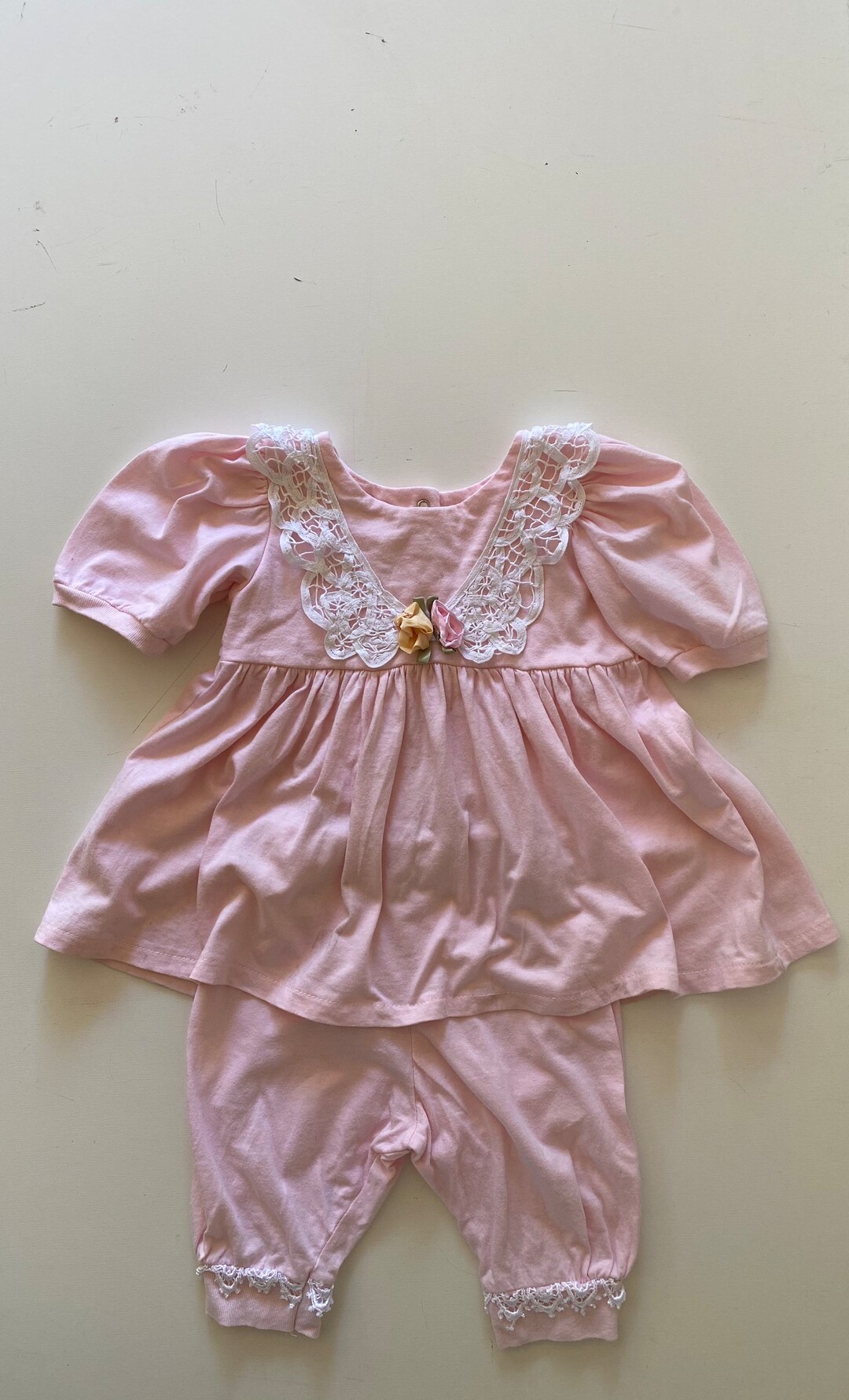 80s Toddler Dress & Bloomers Set Pastel Pink Battenburg Lace 2 Piece ...