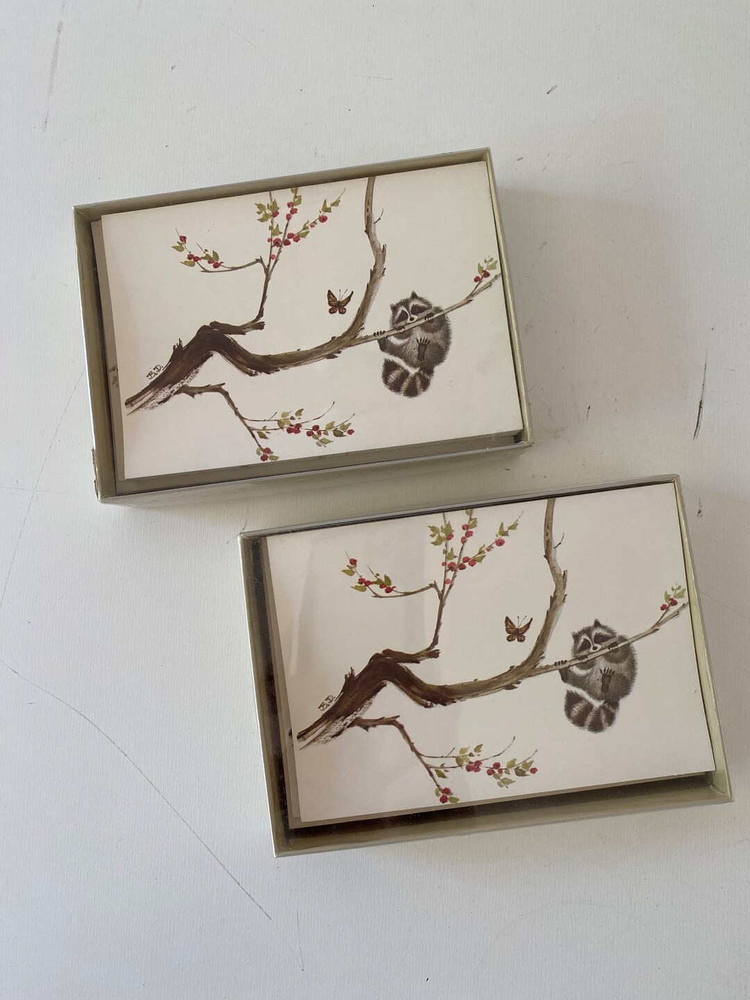 Vintage Boxes of Raccoon Note Cards Country Meadow Notes - Etsy