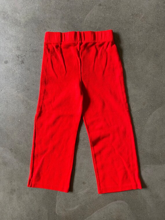 80s Kids Bright Red Pants Knit Straight Leg Pants Gir… - Gem