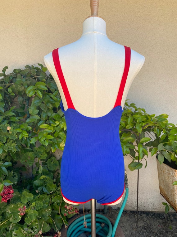 60s 70s Girls Swimsuit Vintage One Piece Boy Shorts B… - Gem