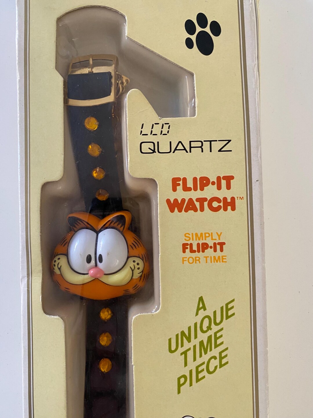 Vintage NIB Garfield Flip-it Watch Rhinestone Band With Bells and Name ...