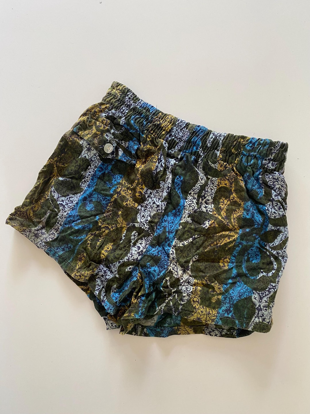 Vintage 60s Catalina Boys Swimsuit MCM Olive Green Blue Gold Pocket ...