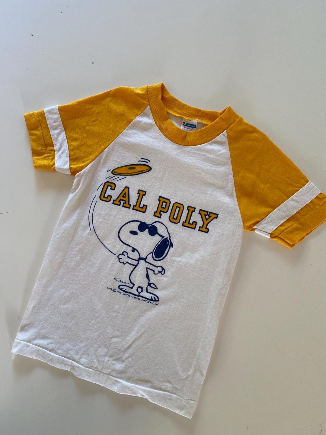Vintage 70s Kids Cal Poly Snoopy "frisbee" Raglan T-shirt Champion Size ...