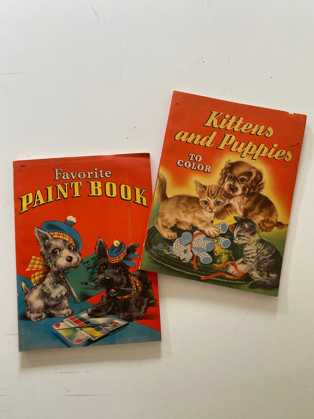 Vintage 40s Coloring Paint Books Set of 2 Unused 1941 Deadstock Whitman ...