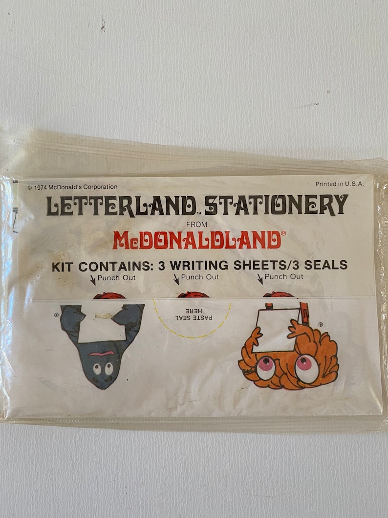 Vintage 1974 Mcdonalds Stationery Kit // DEADSTOCK 3 Writing Sheets & 3 ...
