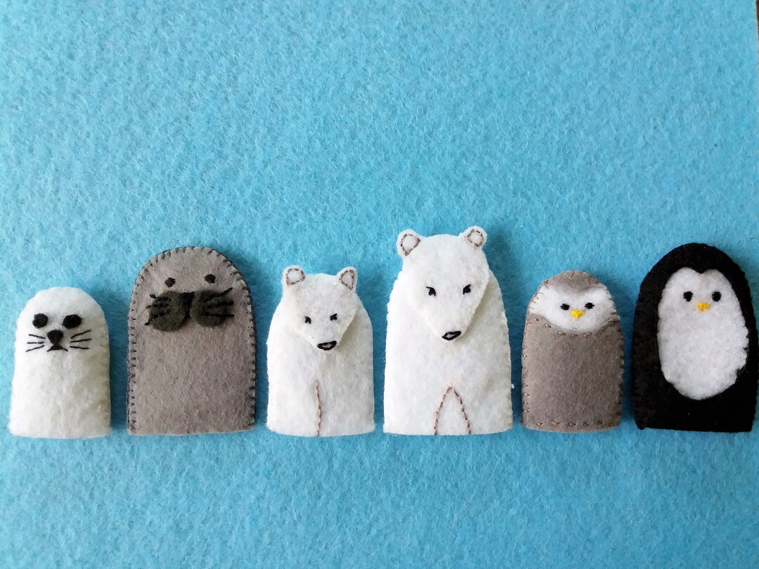 Arctic Animals Finger Puppet Set of 6 - Parent and Baby Animals - Polar ...