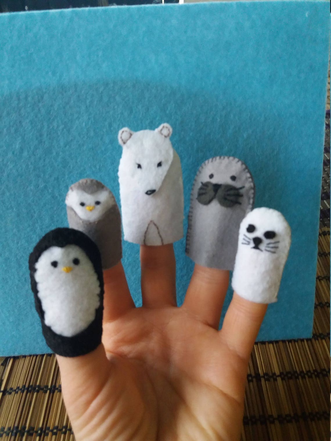 Arctic Animals Finger Puppet Set of 6 - Parent and Baby Animals - Polar ...