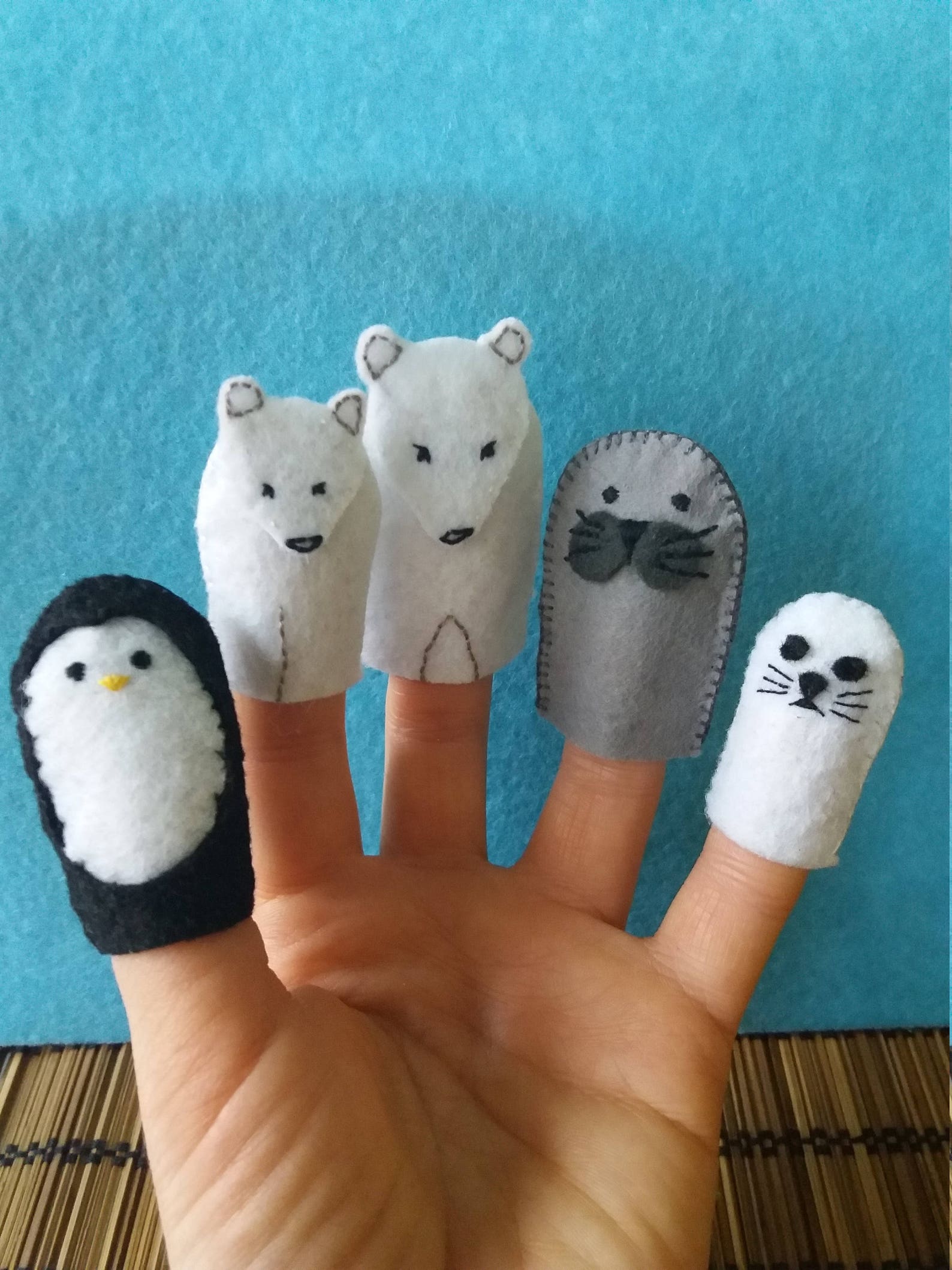 Arctic Animals Finger Puppet Set of 6 - Parent and Baby Animals - Polar ...