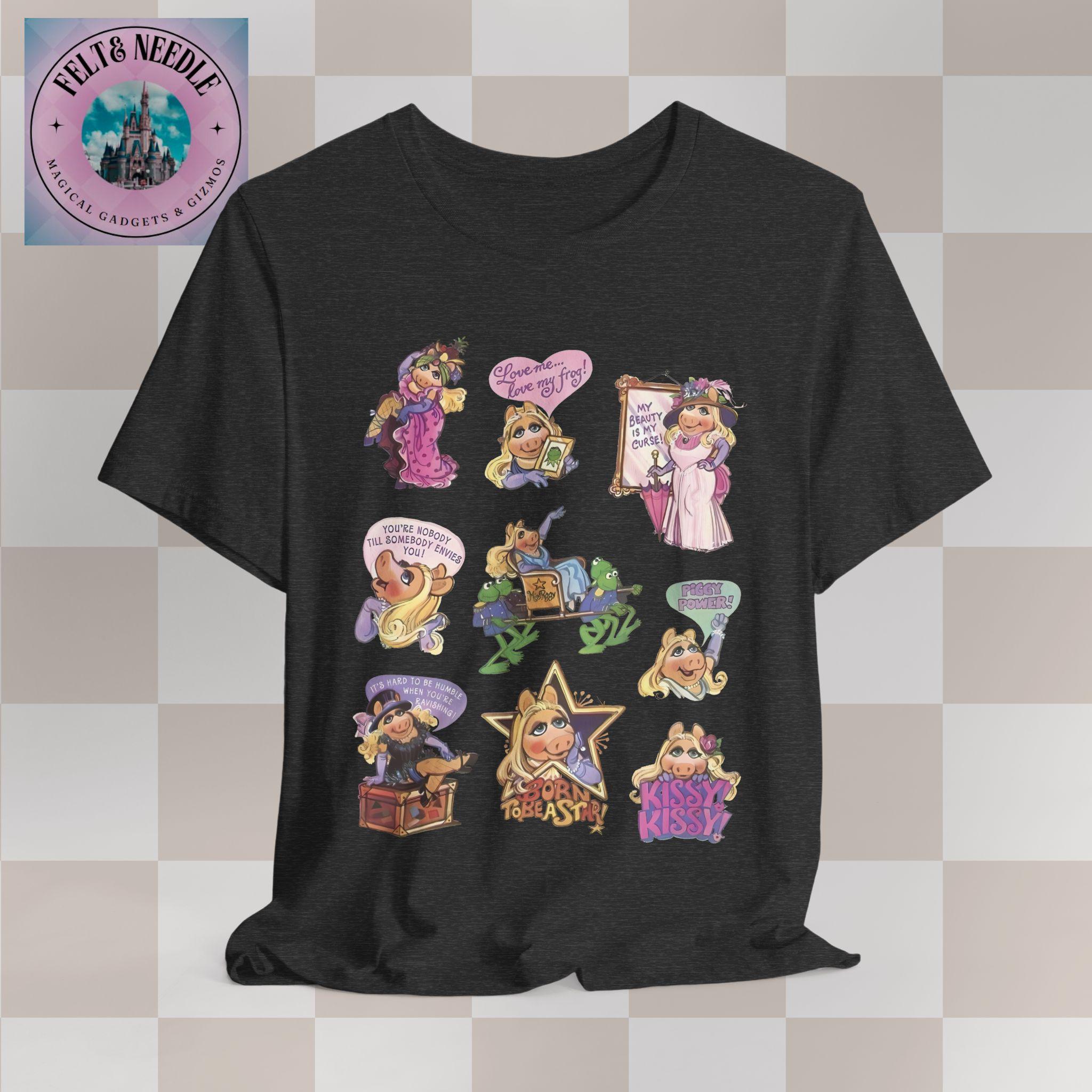 Miss Piggy Sticker Sheet Tee, 1970s Retro Muppet Design, Unisex T-shirt ...