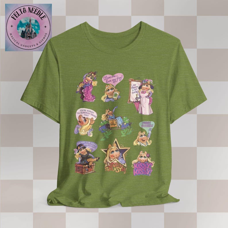Miss Piggy Sticker Sheet Tee, 1970s Retro Muppet Design, Unisex T-shirt ...