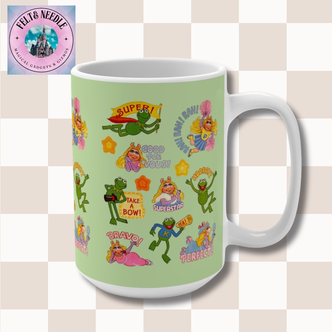 Retro Muppets Mug 15oz, Miss Piggy Kermit Frog Motivational 70s 80s ...