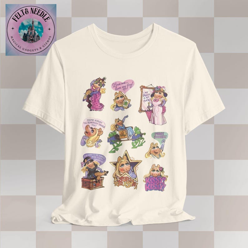 Miss Piggy Sticker Sheet Tee, 1970s Retro Muppet Design, Unisex T-shirt ...