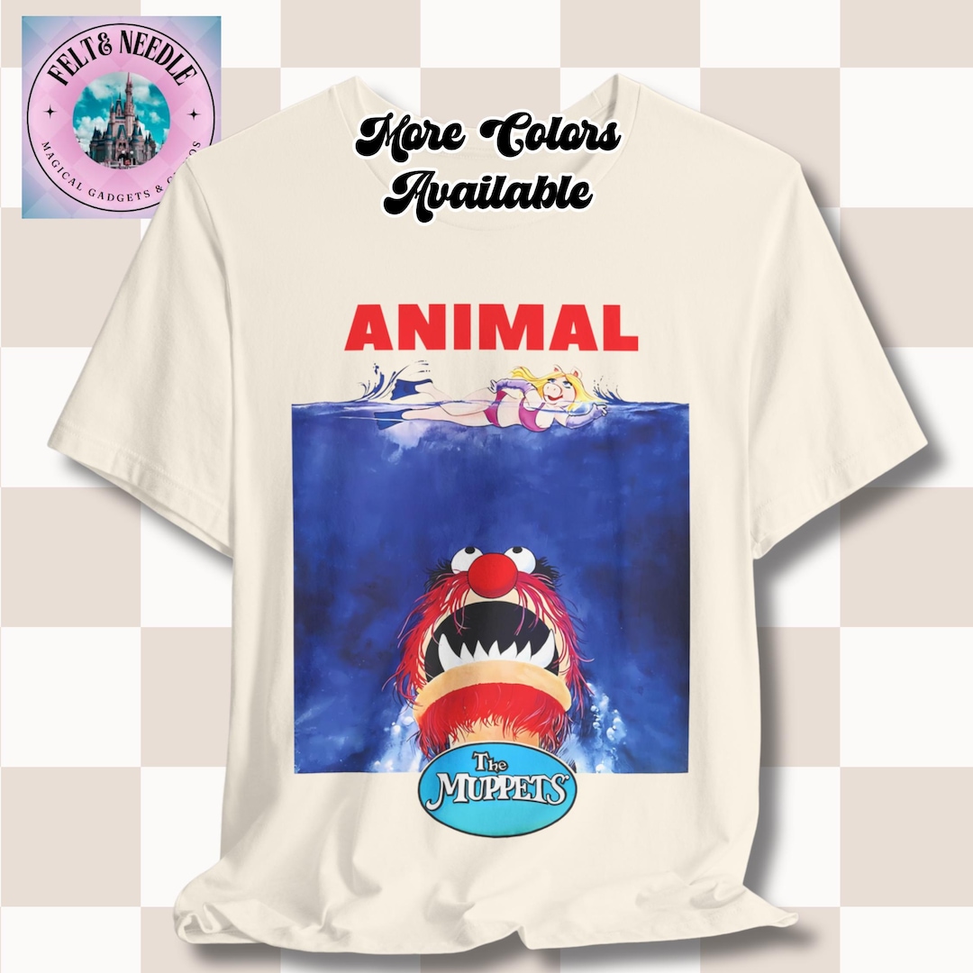 Muppets Spoof T-shirt, Jaws Movie Poster Design, Miss Piggy and Animal ...