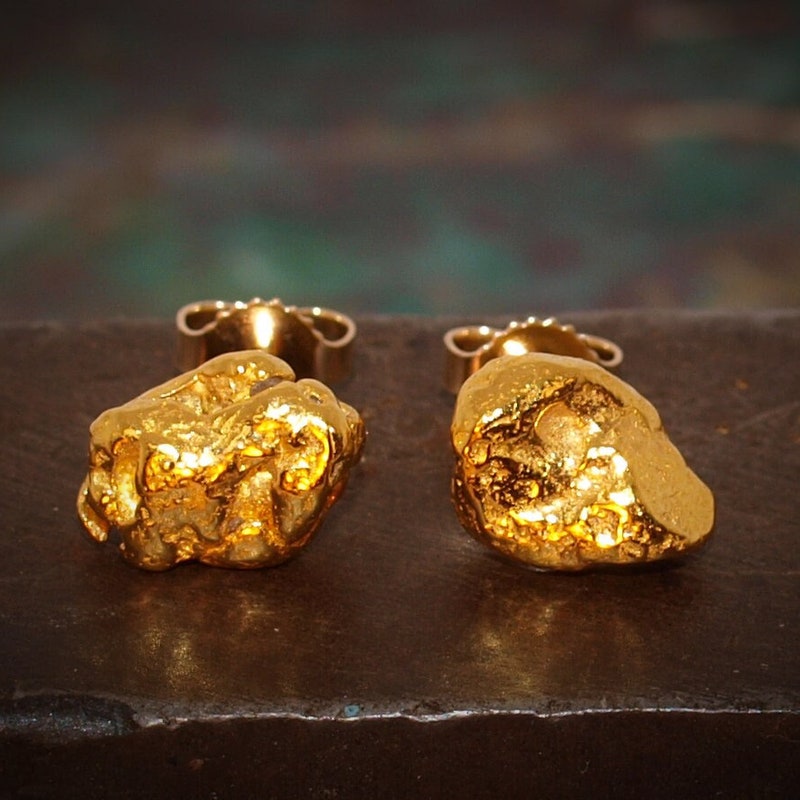 Gold Nugget Earrings Men - Etsy