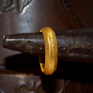 24k Gold Band - 6mm Wide Solid Pure Gold - Hand Forged Angular ...
