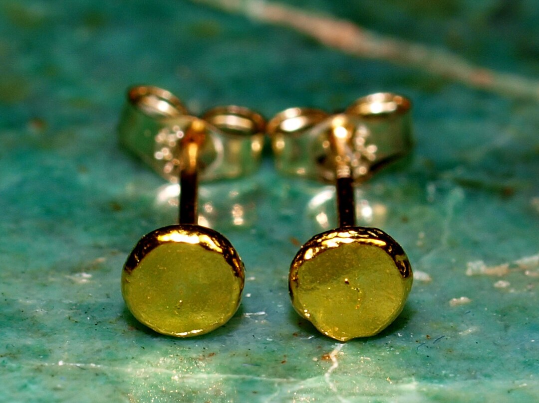 Small 24k Gold Studs - High Purity 3mm Gold Discs - Minimalist Gold ...