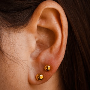 24k Gold Ball Studs - 3mm 4mm 5mm 6mm - Pick Your Size - Solid Gold ...