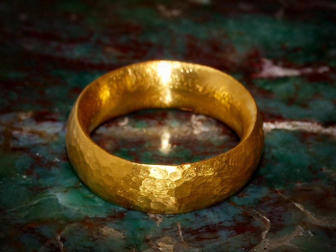 6mm Wide Comfort Fit Gold Ring - 24k Solid Gold Engagement Band - Hand ...