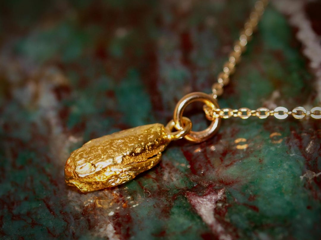Real Gold Nugget Pendant Necklace - Genuine Raw Gold Nugget - Placer ...