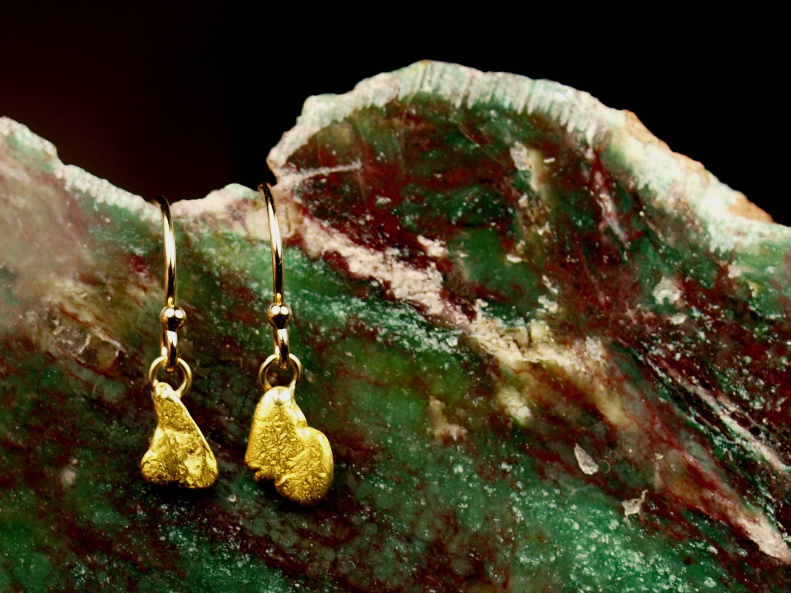 Raw Gold Nugget Dangle Earrings Natural Gold Nugget Jewelry | Etsy