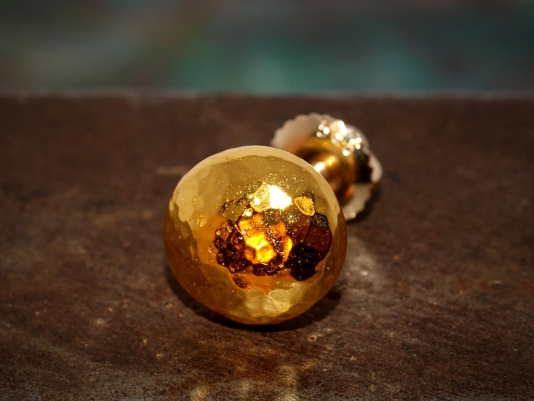 XL Solid Gold Round Ball Gold With Threaded Stud - 9mm High Purity Gold ...