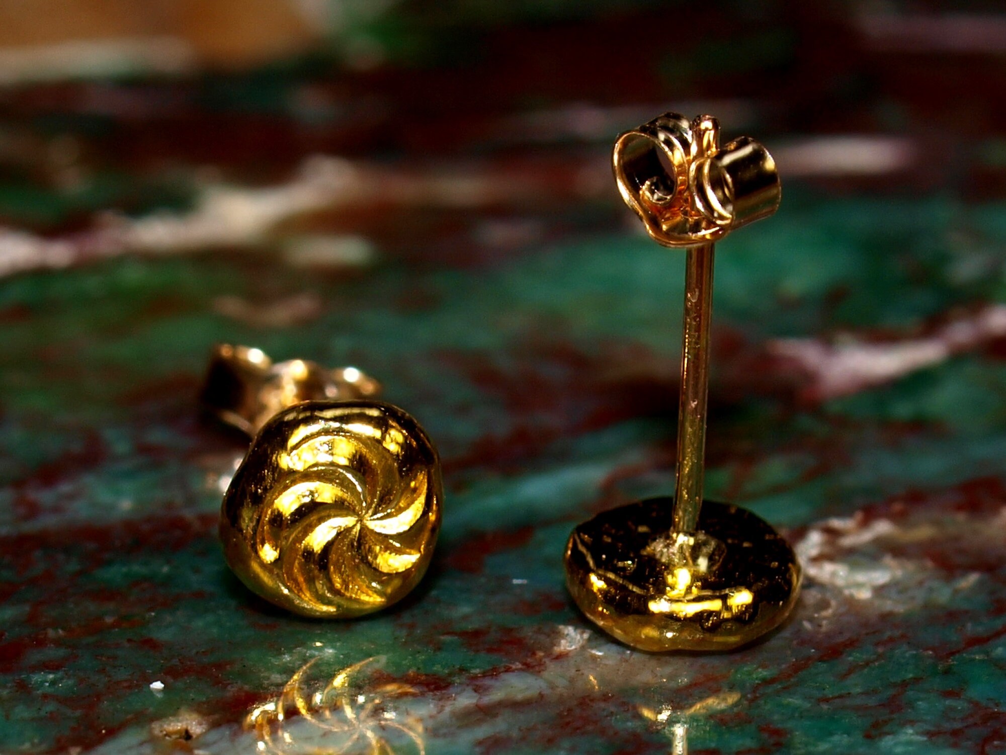 Small 24k Gold Studs High Purity 5mm Gold Discs Minimalist - Etsy