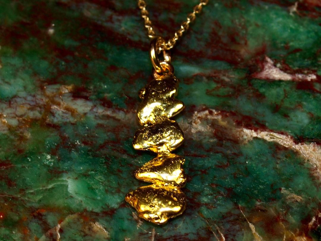 Stacked Gold Nugget Pendant - Brilliant Natural Gold - Raw Gold Nuggets ...