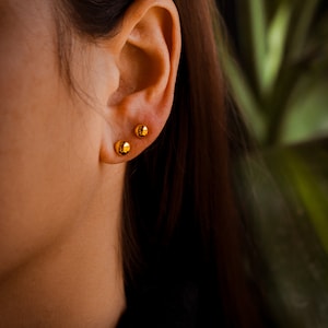 24k Gold Ball Studs - 3mm 4mm 5mm 6mm - Pick Your Size - Solid Gold ...