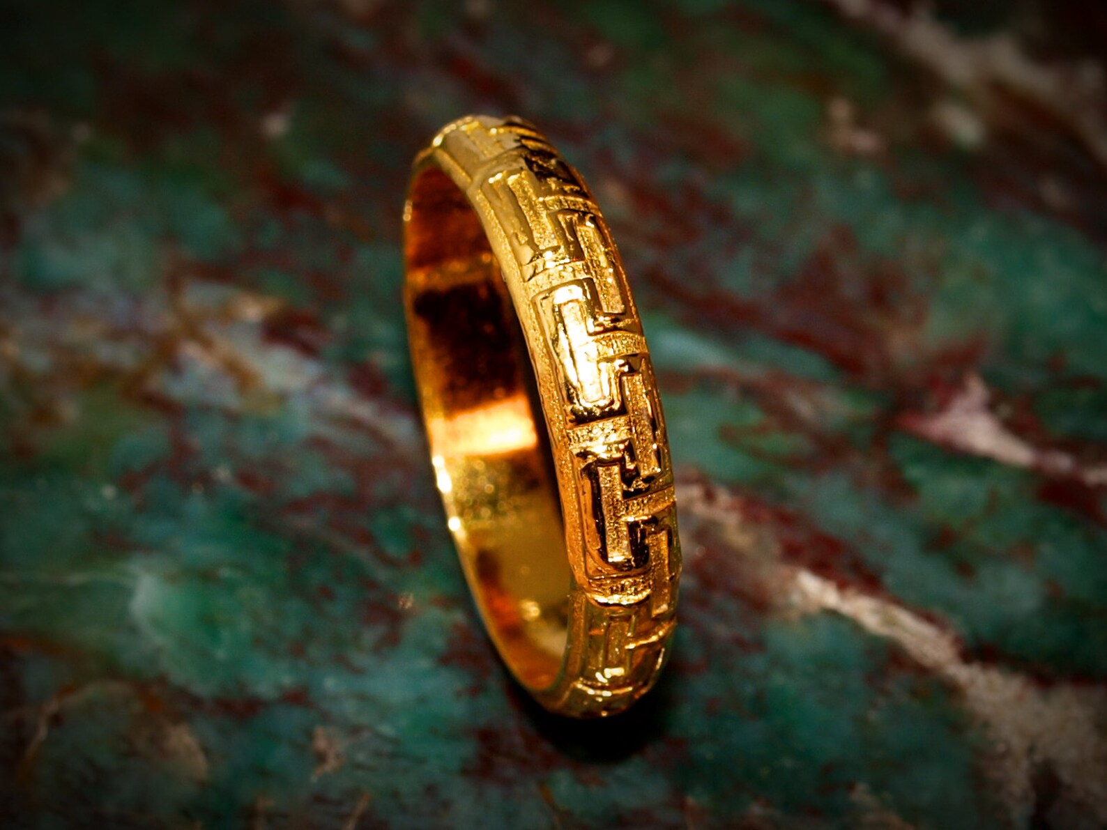 Handcrafted 24K Gold Ring W/ Ancient Greek-inspired Pattern - Unique ...